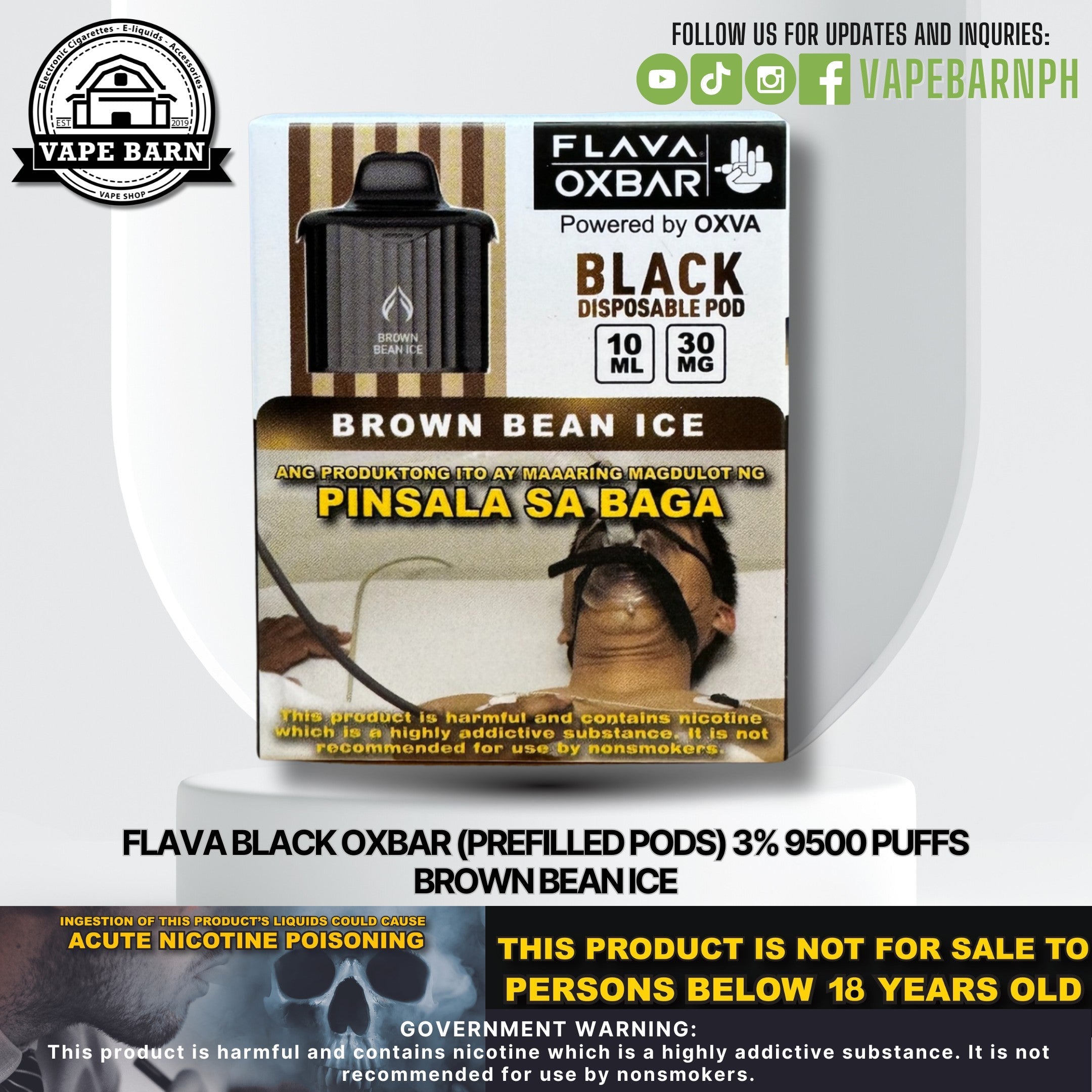 Flava Black Oxbar (Prefilled Pods) 3% 9500 Puffs – VAPE BARN PH