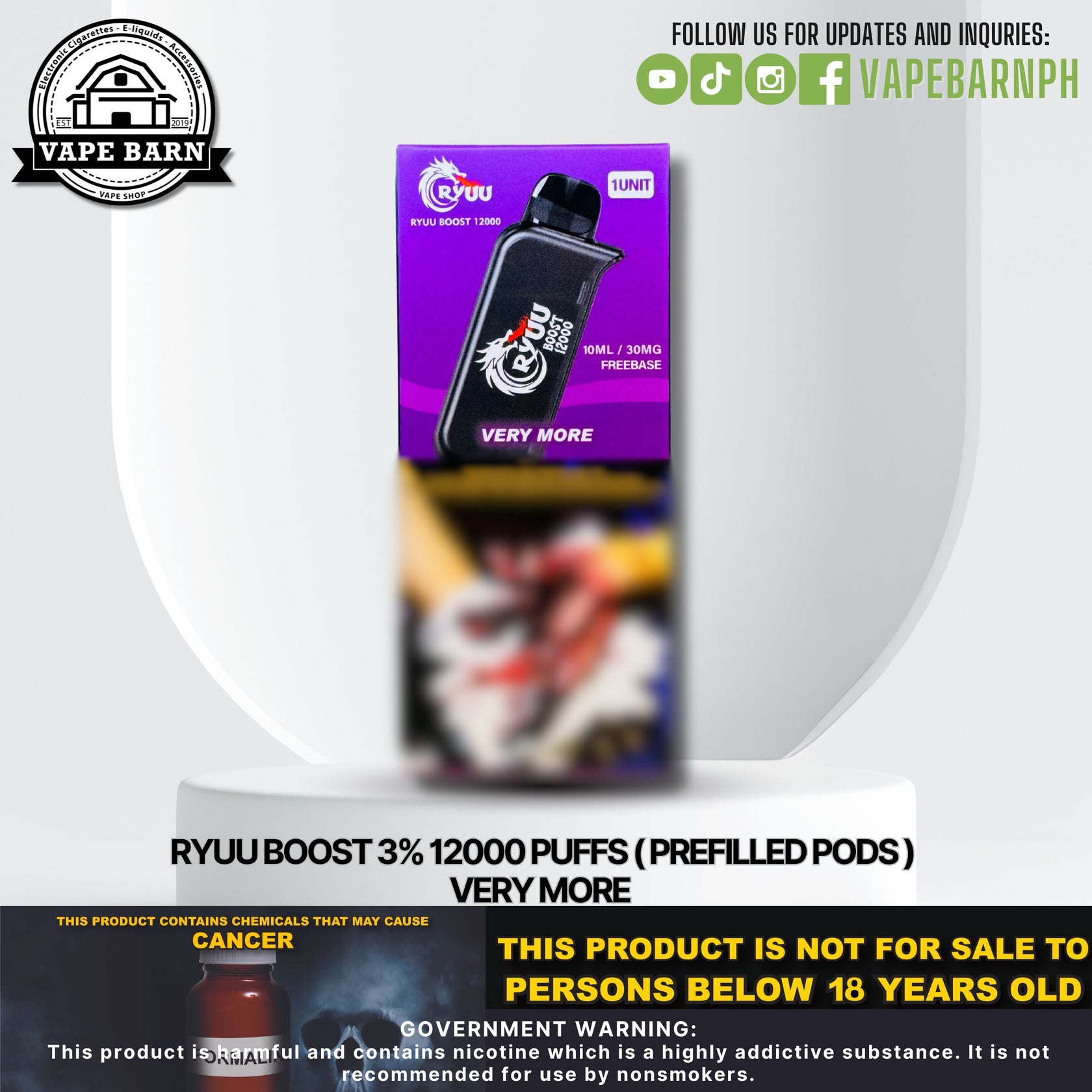 Ryuu Boost 3% 12000 Puffs ( Prefilled Pods ) – VAPE BARN PH