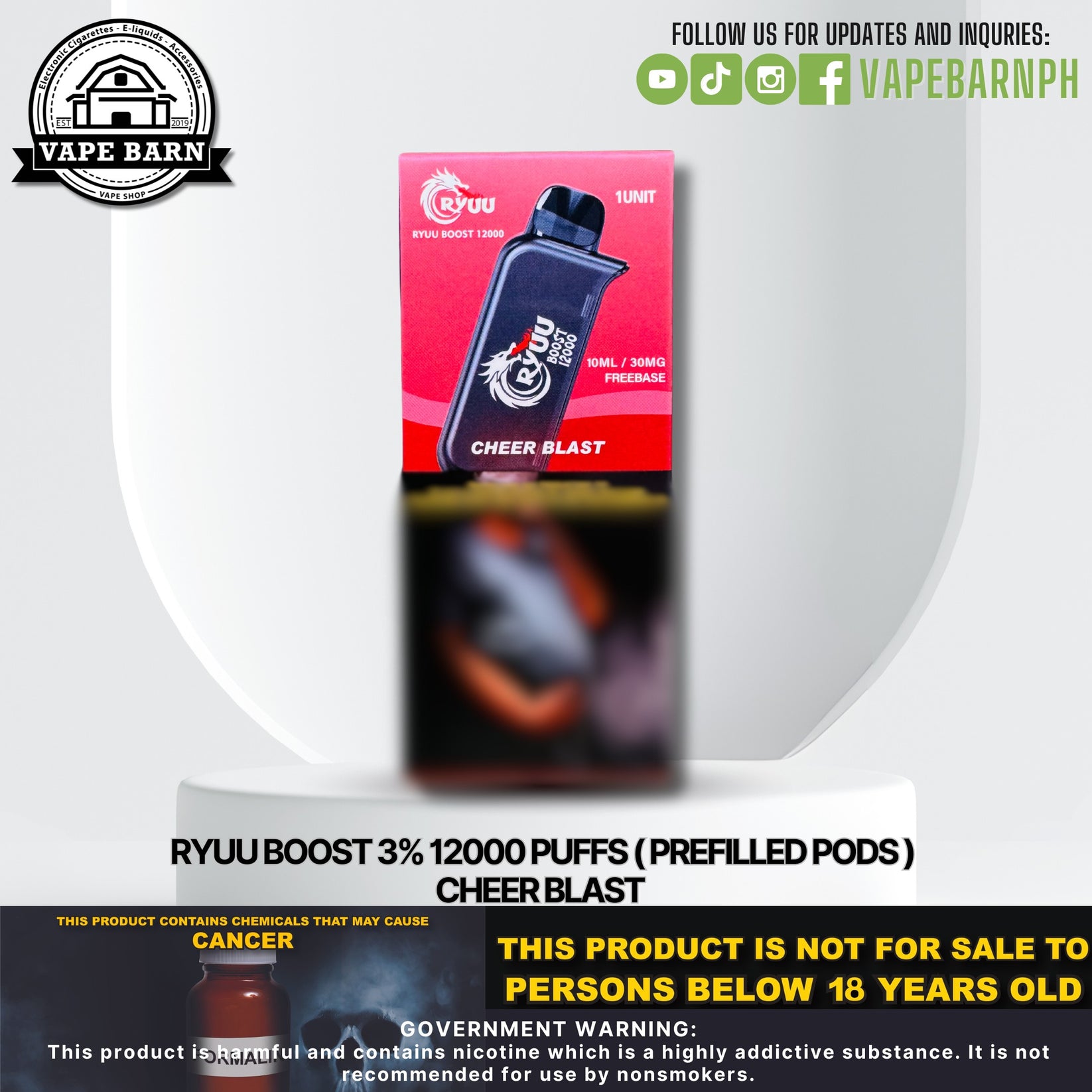 Ryuu Boost 3% 12000 Puffs ( Prefilled Pods ) – VAPE BARN PH