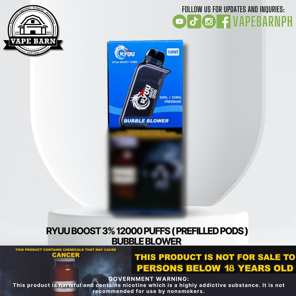 Ryuu Boost 3% 12000 Puffs ( Prefilled Pods ) – VAPE BARN PH