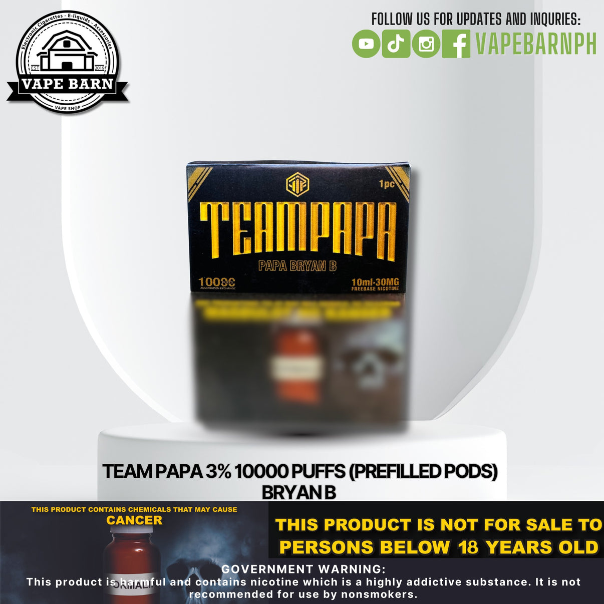 Team Papa 3% 10000 Puffs (Prefilled Pods) – VAPE BARN PH