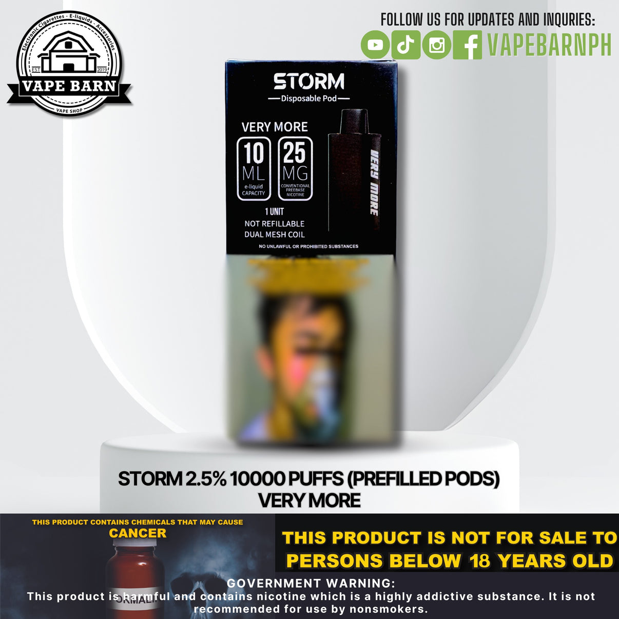 Storm 2.5% 10000 Puffs (Prefilled Pods) – VAPE BARN PH