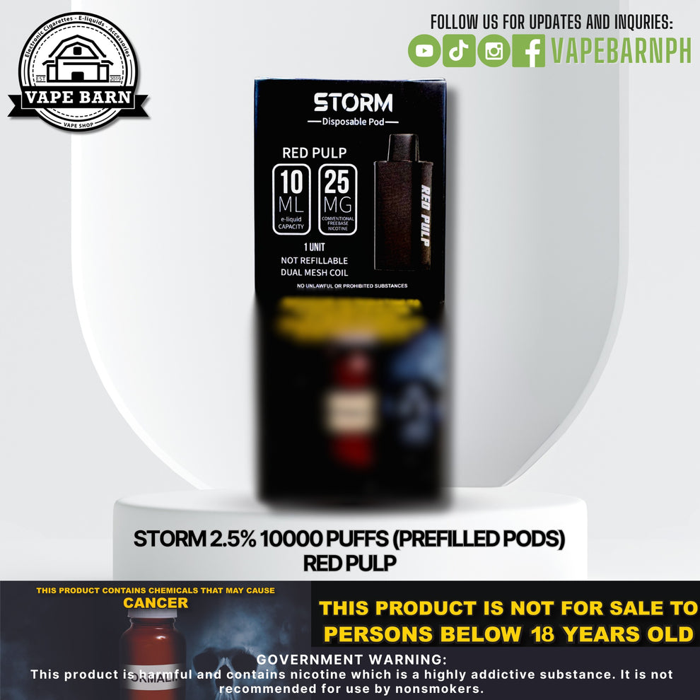 Storm 2.5% 10000 Puffs (Prefilled Pods) – VAPE BARN PH